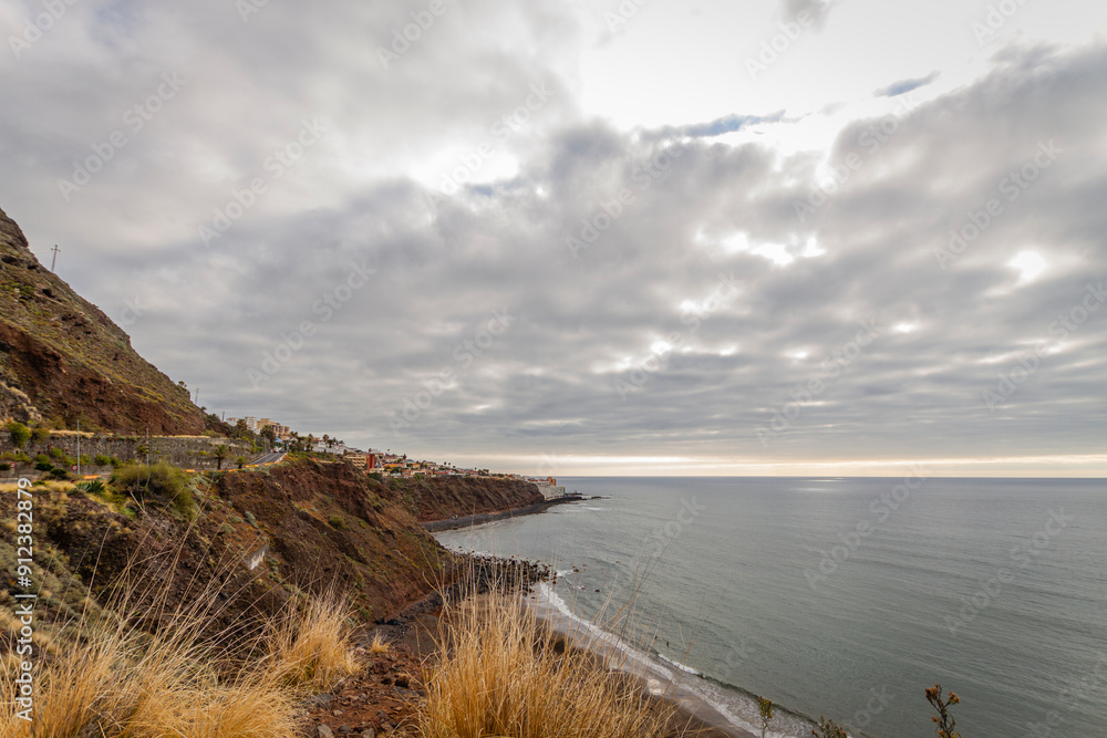Seascape. Calm sea. Ocean views from the cliff. Sunset at sea. Views of ...