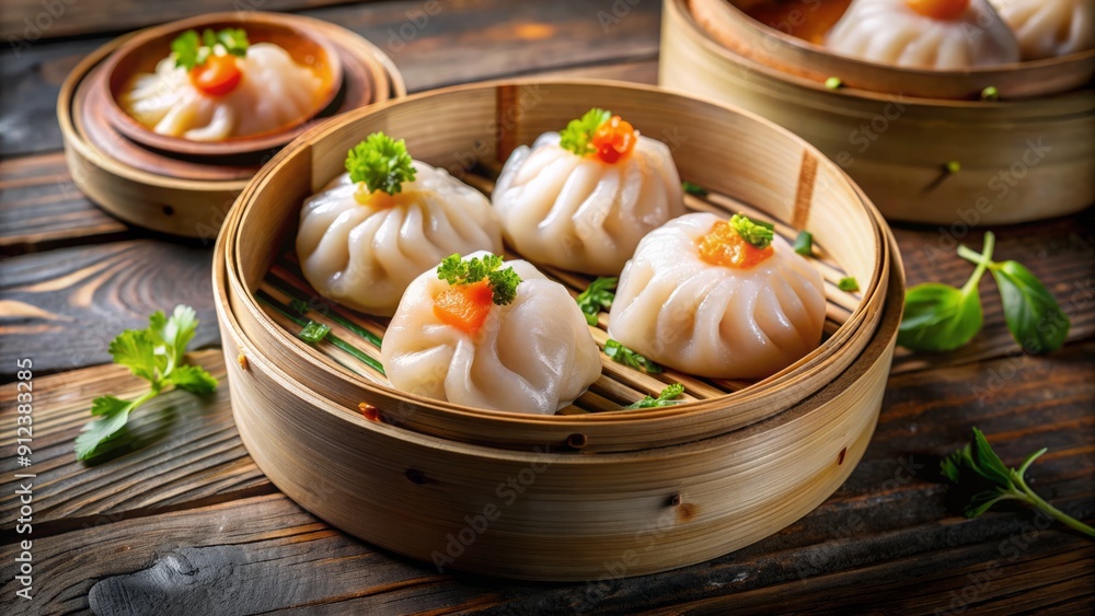 Delicate steamed dimsum parcels filled with succulent chicken, fish, or ...