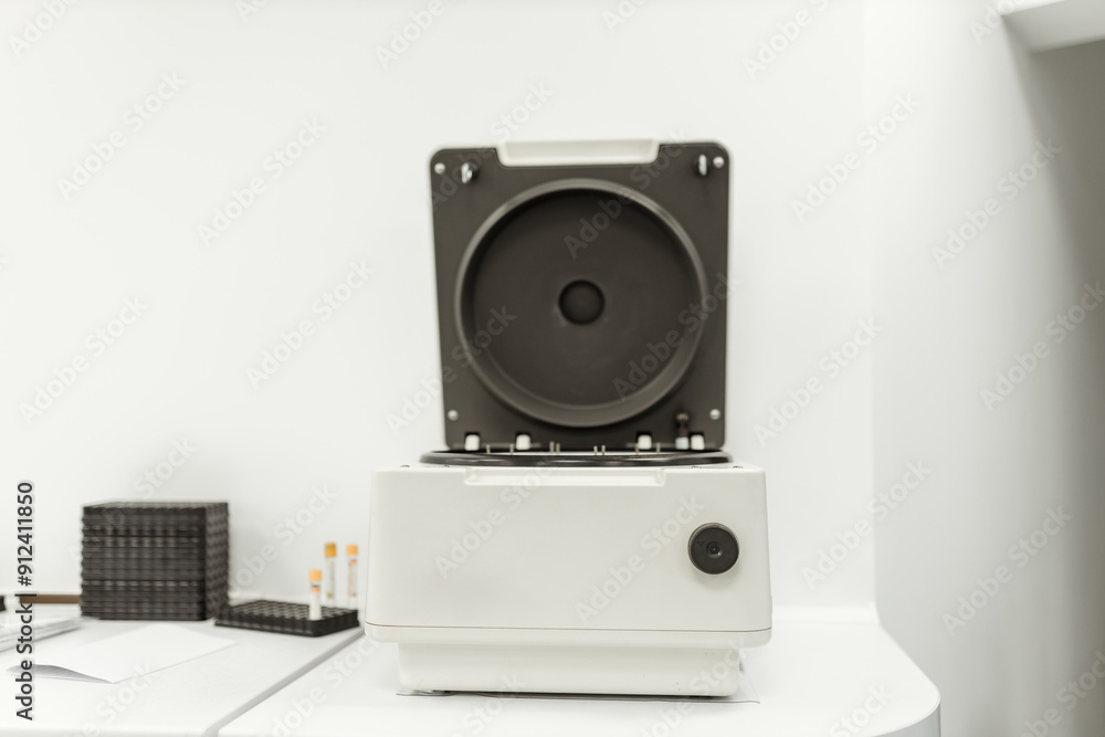 Scientist, worker, Laboratory technician using centrifuge device ...