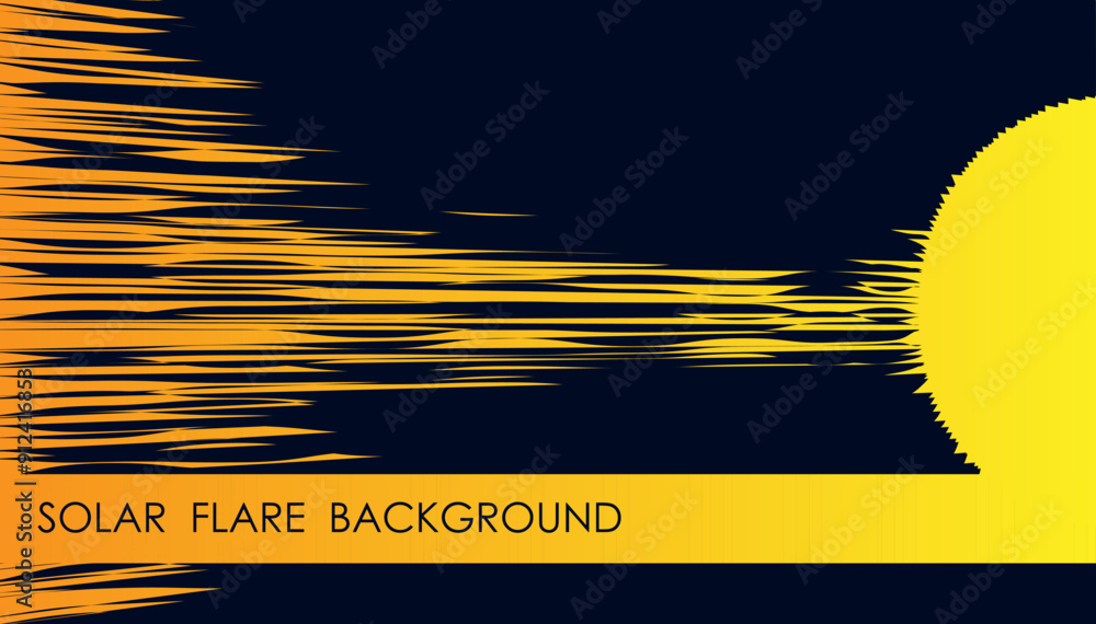 Horizontal solar flare abstract background with sun radiation ray ...