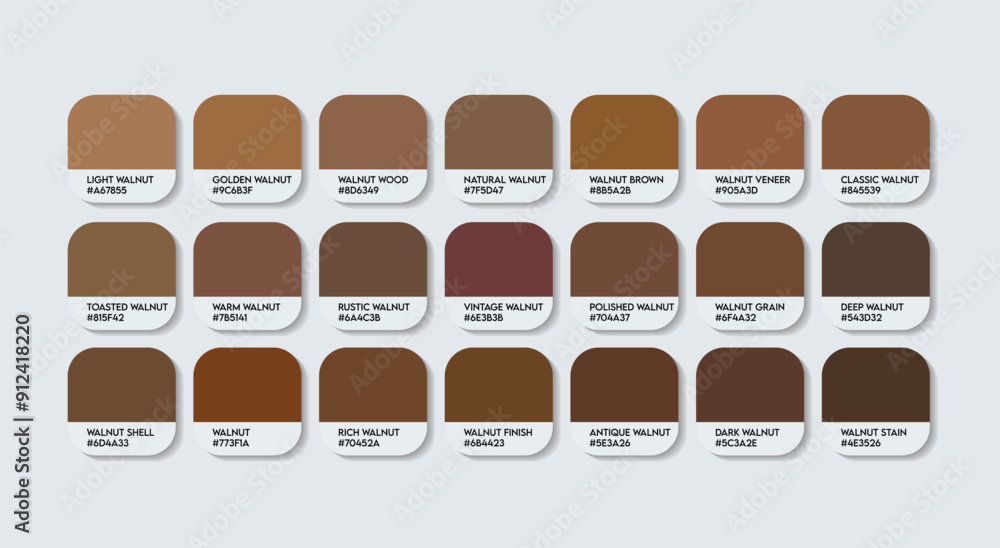 Walnut Color Palette, Walnut Color Guide Palette with Color Names ...