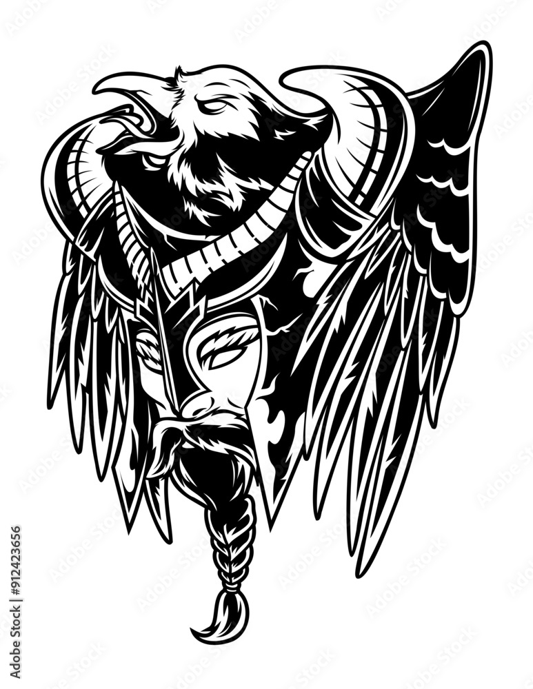 Viking Illustration, Raven Clipart, Strong Warrior Stencil, Ancient ...