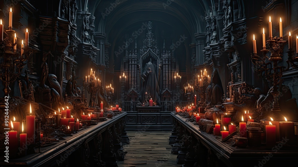 An old gothic vampire Transylvanian castle of Dracula, lined with ...