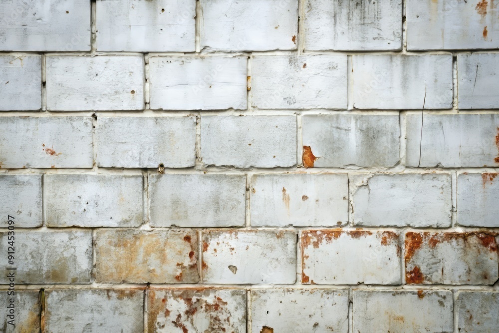 Weathered white cinder block wall texture with subtle cracks, worn ...