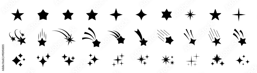 Stars icon collection. Different star shapes. Black stars icon set ...