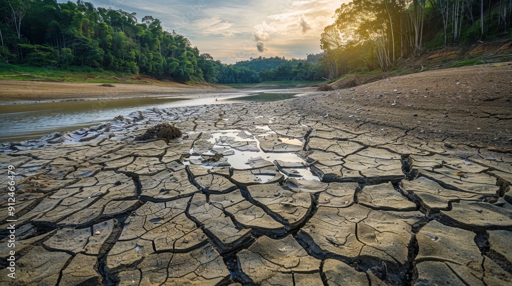 Devastating drought realistic image of dry riverbed reflecting climate ...