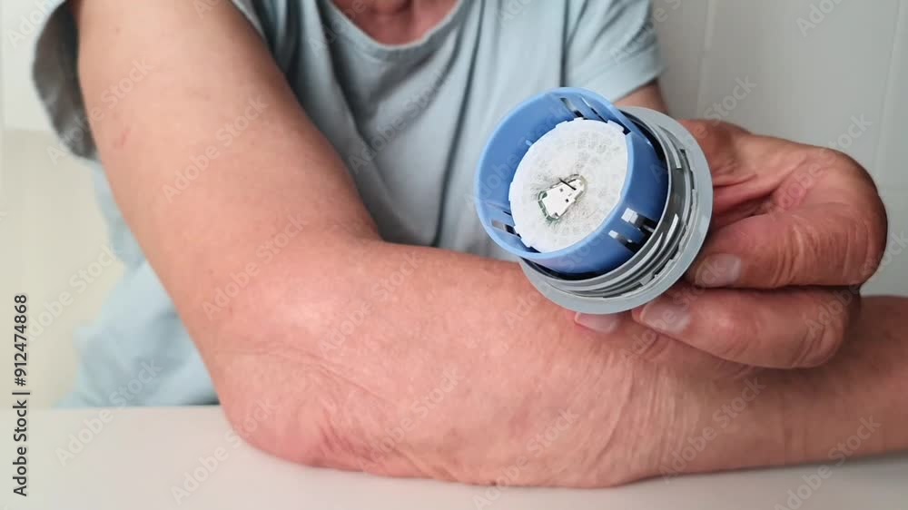 Non-contact glucometer on the arm for quickly measuring blood glucose ...