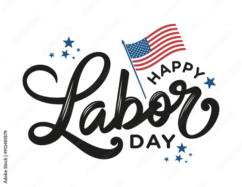 Labor Day USA, hand lettering greeting card, vector, graphic, banner ...