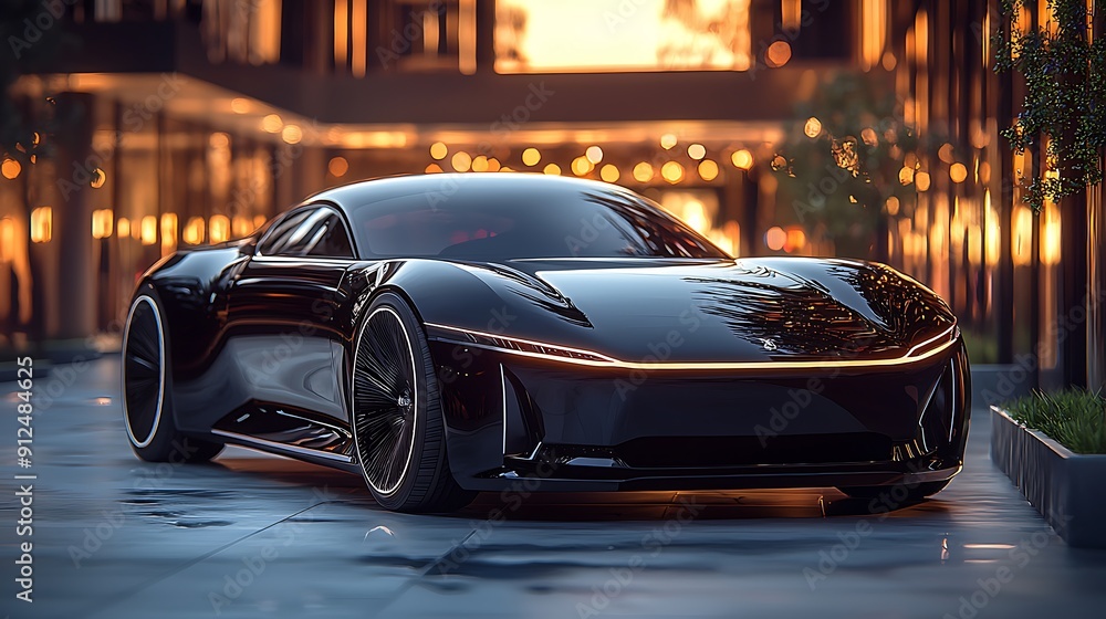 Sophisticated and beautiful new car, rendered with a stylish ...