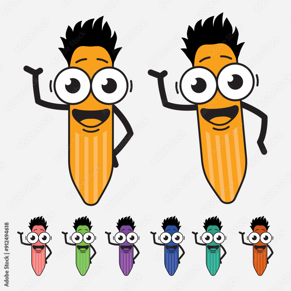 Cartoon pen character. Cute smile. Vector illustration of cute cartoon ...