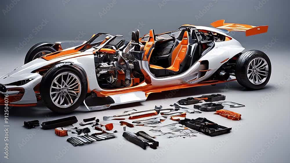 The image features a detailed cutaway view of a car, showcasing its ...