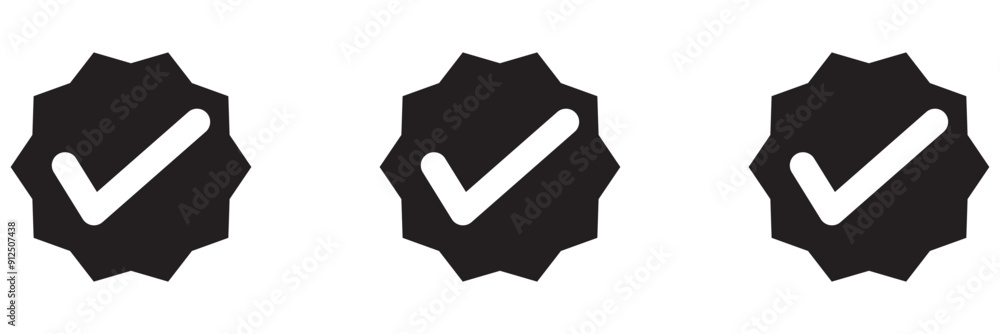 Verified badge icon tick symbol vector approved check mark icon. Blue ...