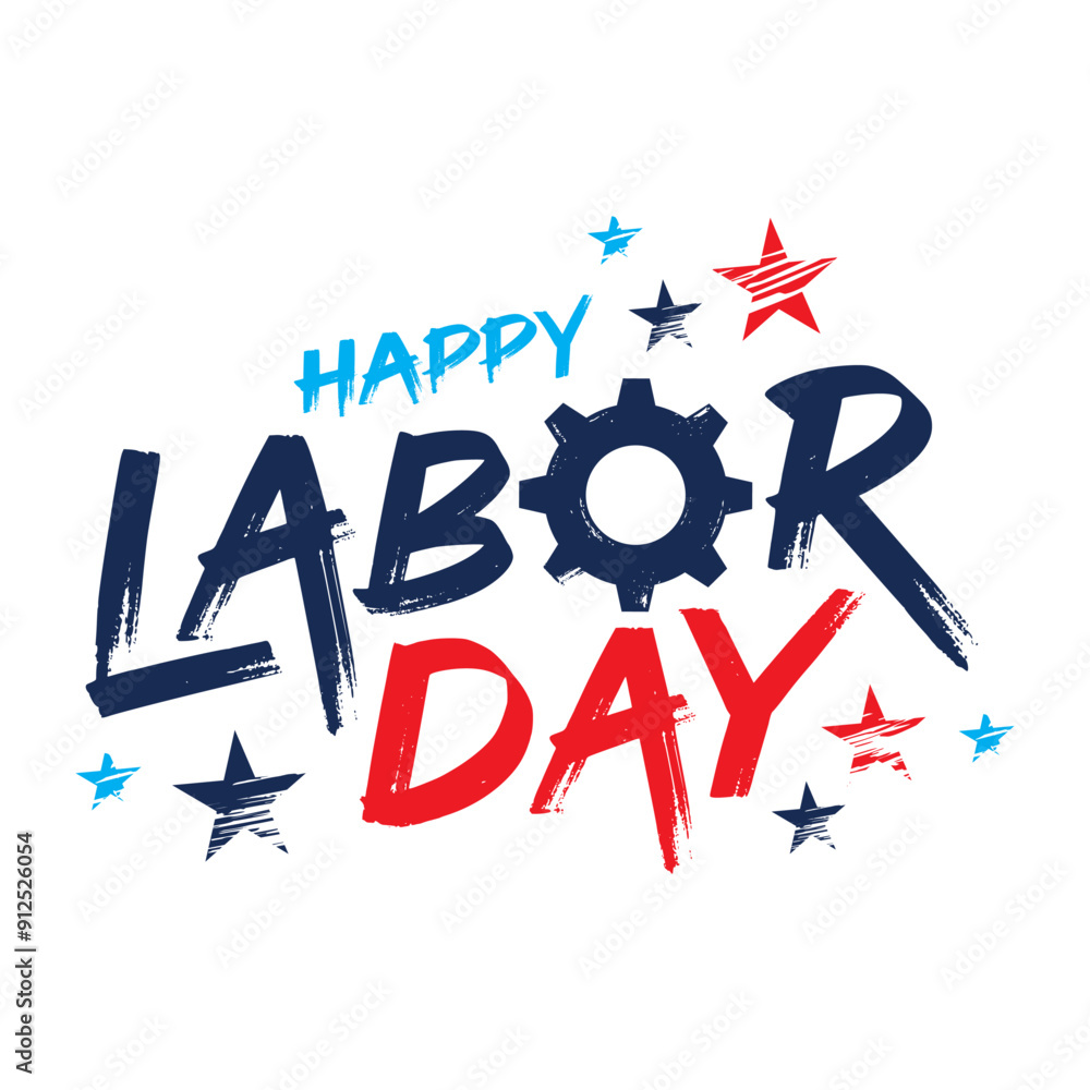USA Labor Day hand drawn lettering text isolated on white background ...