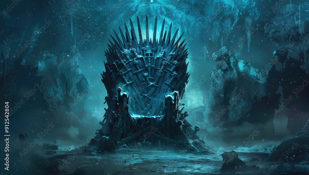 A throne made of ice, fantasy game concept art, throne room background ...