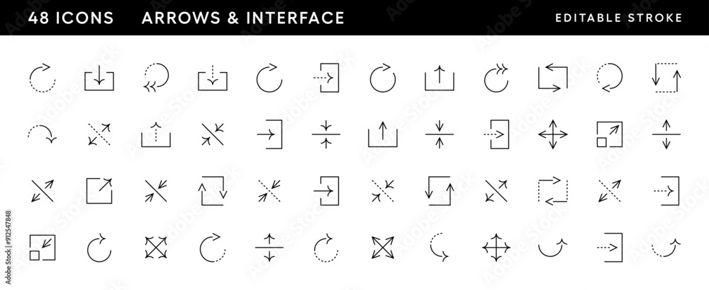 Arrow icon collection. Interface arrows, direction, navigation ...