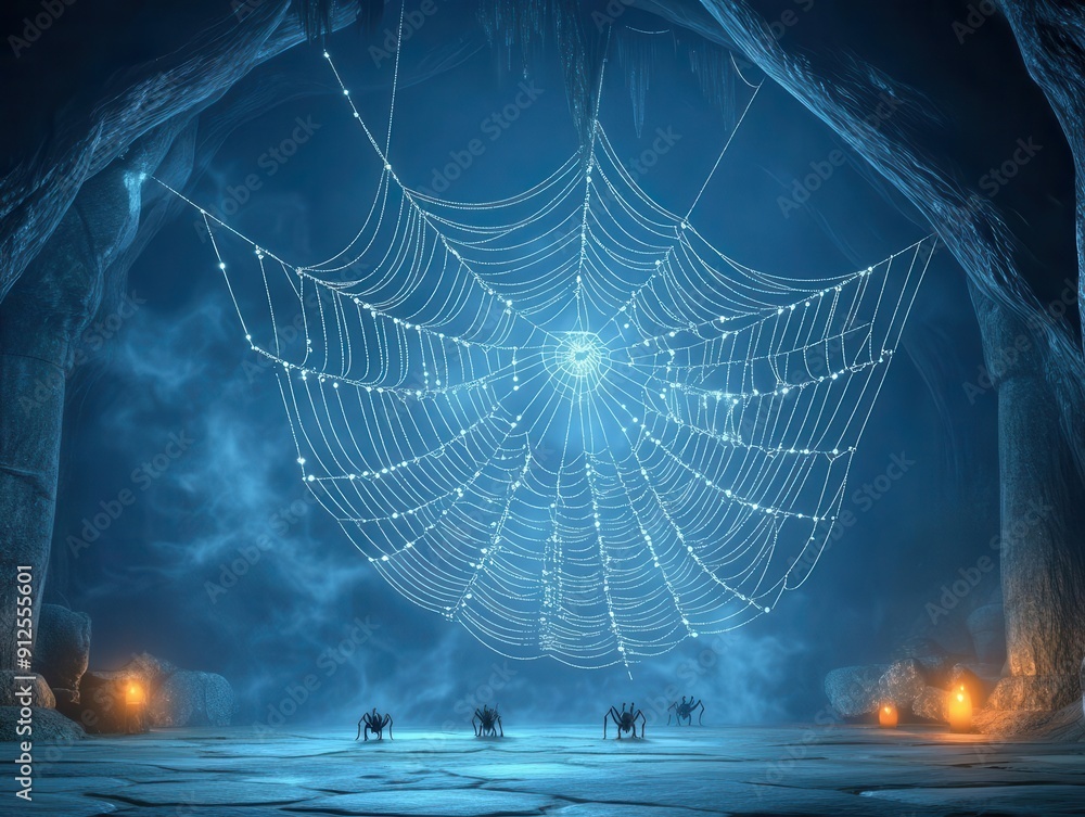 Spider s Lair A chilling 3D wallpaper of a giant spider web adorned ...