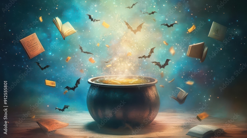 Witches Brew Scene An enchanting 3D wallpaper of a witch s cauldron ...
