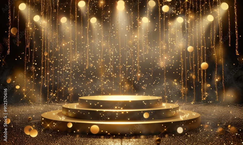 Award celebration with luxury platform. Winner ceremony background with ...