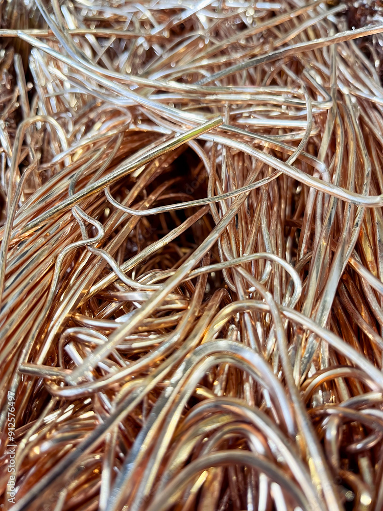 Copper Wire compressed into a bale at a recycling plant Stock Photo ...
