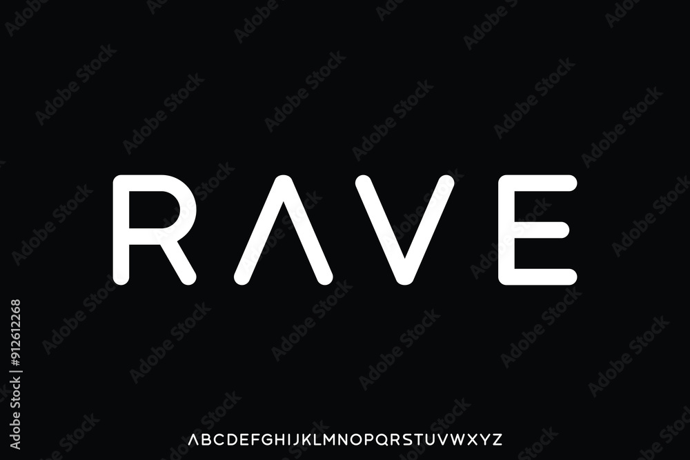 Photo & Art Print Modern luxury rounded rave alphabet display font ...