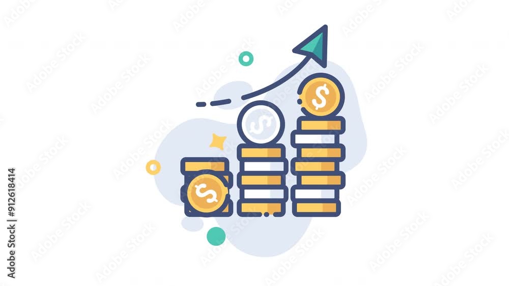 4K animation Money coin Growth Graph on Transparent background ...