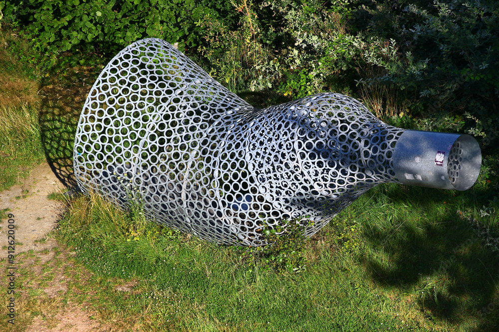 Oelsnitz, Germany - July 30, 2024: Wunderhorn, a 2012 steel sculpture ...