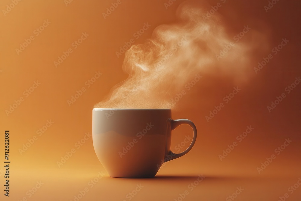 levitating coffee mug in a minimalist setting steam forms intricate ...
