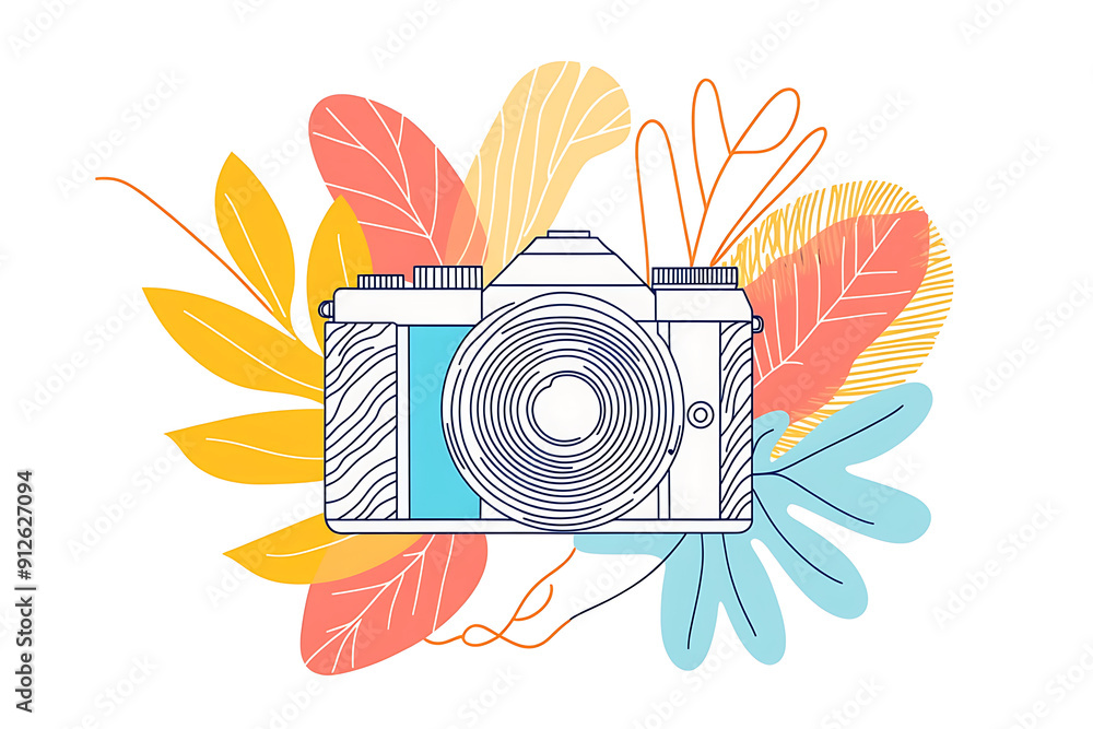 Boho photo camera icon, tattoo, vintage symbol for photographer. Camera ...
