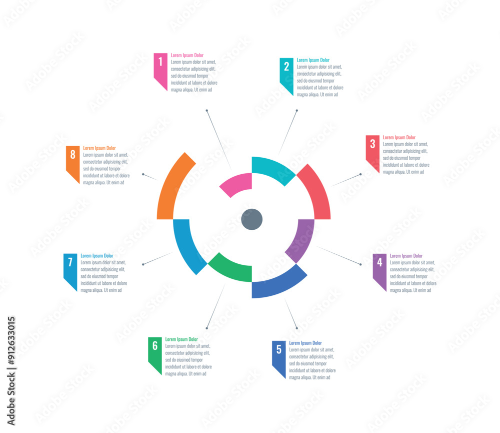 spiral, rotation infographic template. eight steps infographic template ...