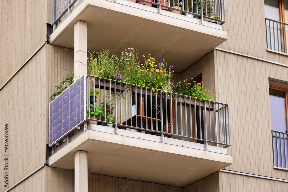 Modern Balcony of Modern Eco Apartment Building with Timber Sheeting ...