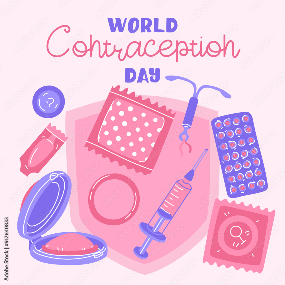 World Contraception Day, September. Various contraceptives for safe sex ...