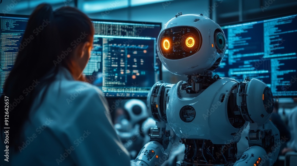 Cybersecurity for robotics lab, diverse team of ethical hackers and robotics engineers, various ...