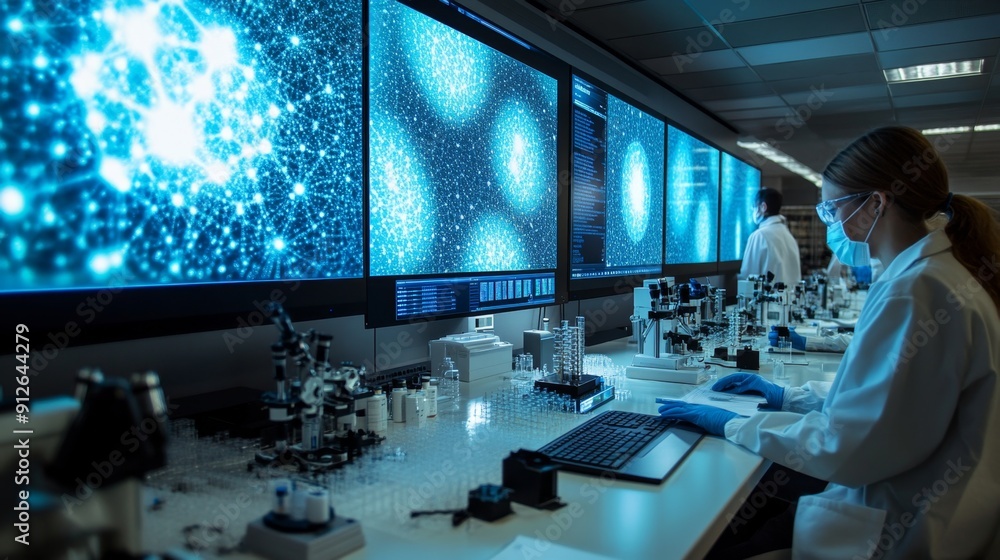 Nanorobotics research laboratory, teams working with electron ...