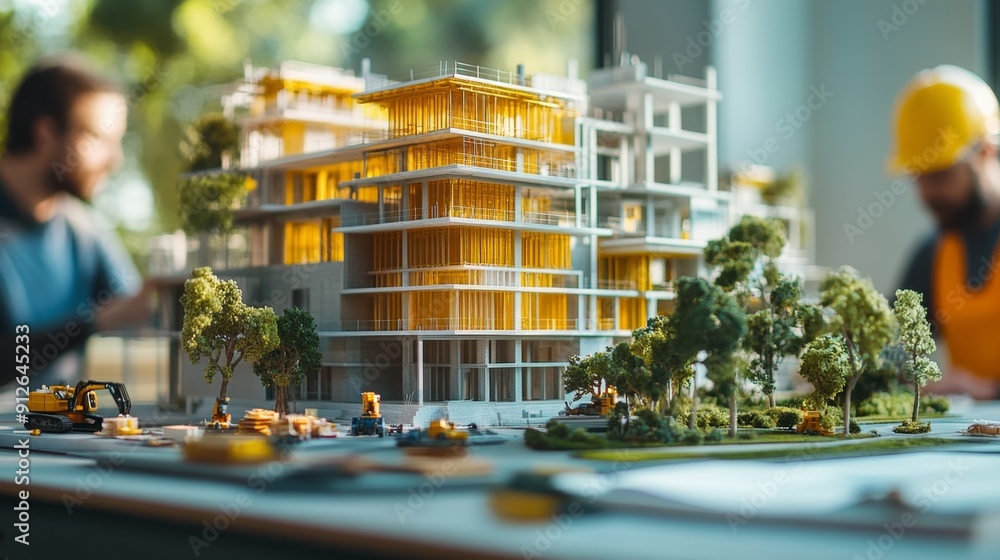 Robotic architecture and construction site, 3D printing robots creating ...