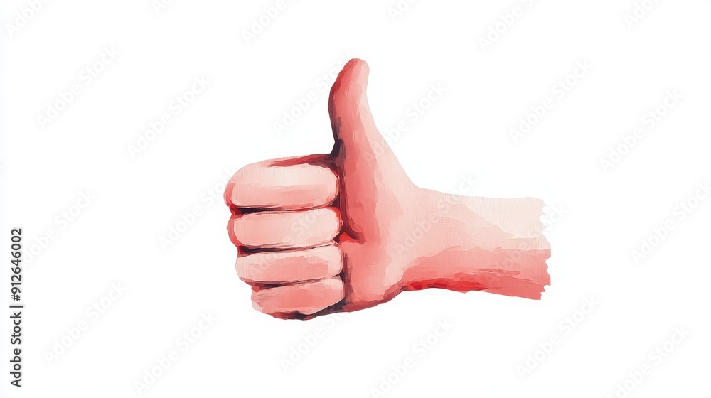 Colorful thumbs up symbol, vibrant illustration in a playful painting ...