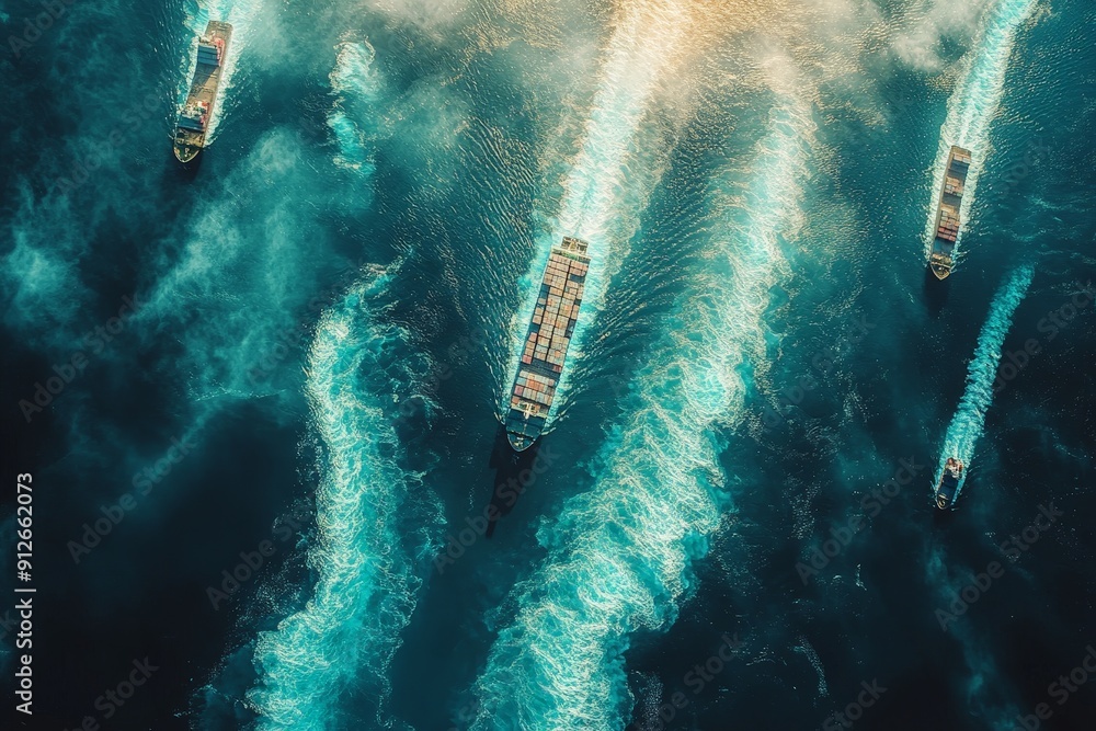 International Trade Logistics: Aerial View of Global Shipping Route ...