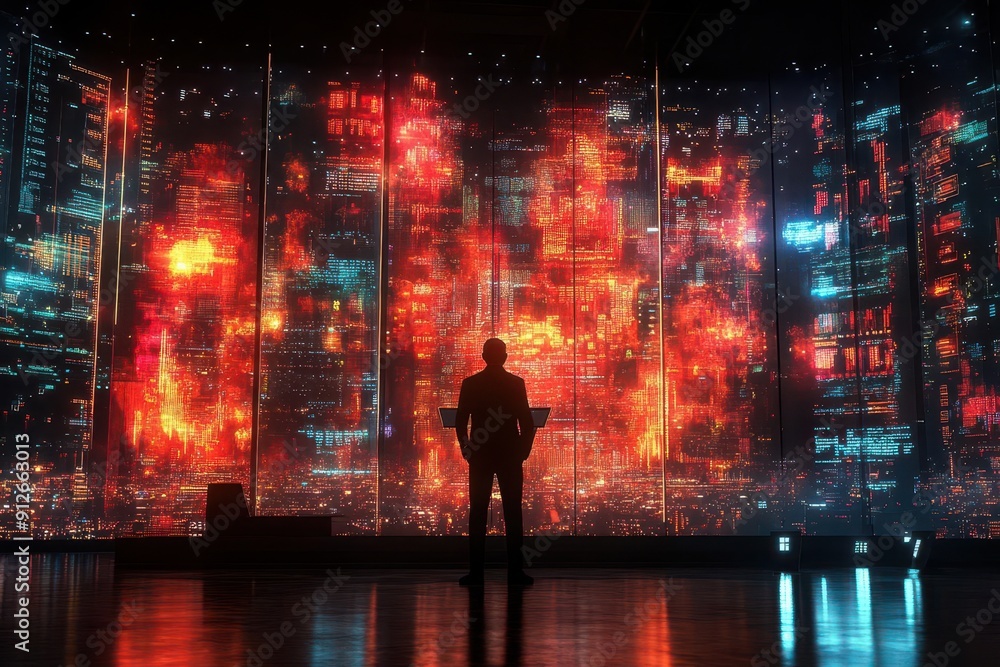 virtual trading floor with holographic charts and ai assistants ...