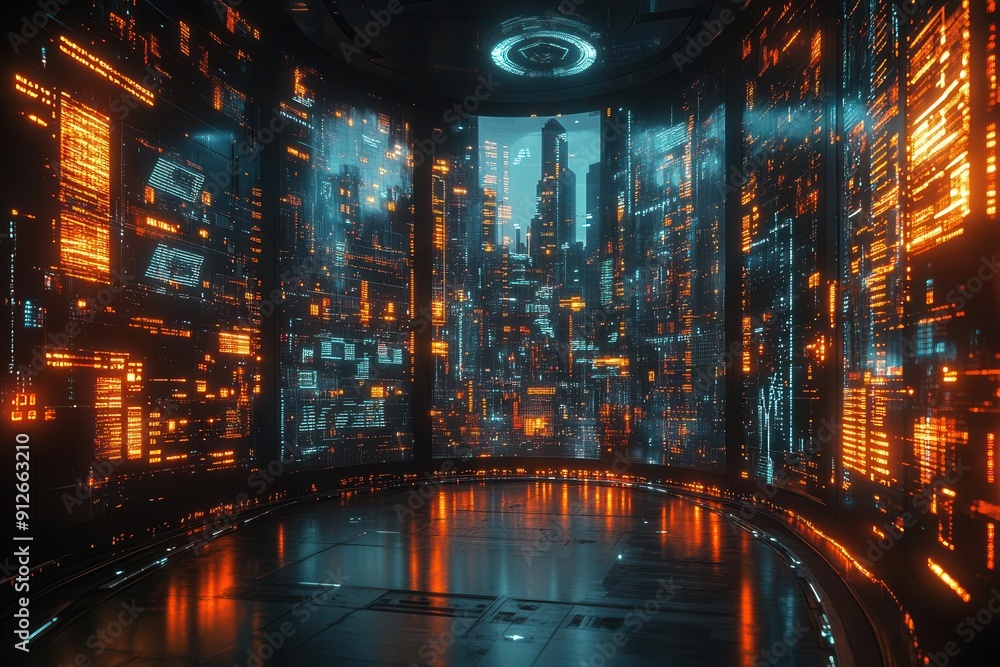 virtual trading floor with holographic charts and ai assistants ...