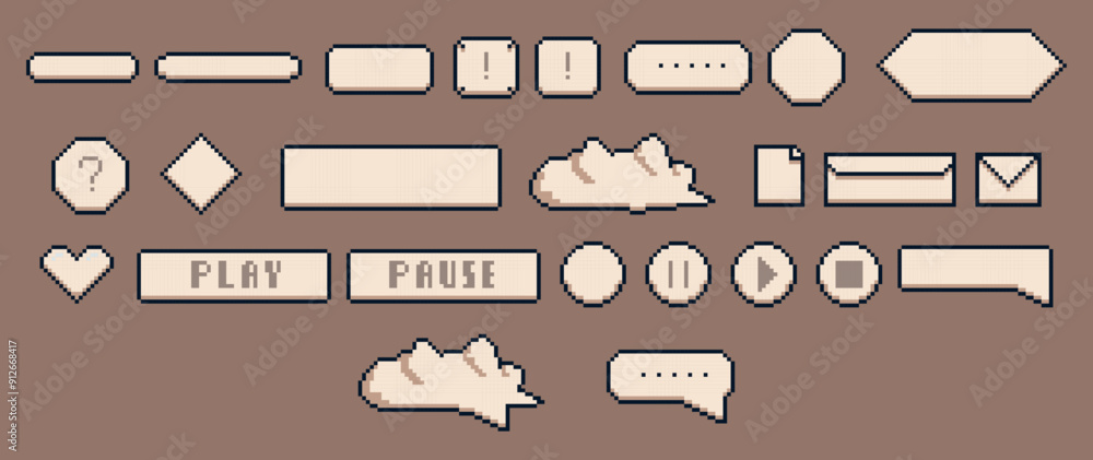 Pixel Art Speech Boxes, Dialogue Boxes Assets for retro Games, speech ...