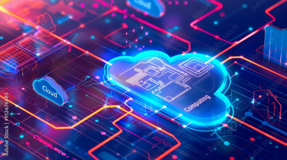 Create a visual representation of "Cloud Computing" that effectively ...