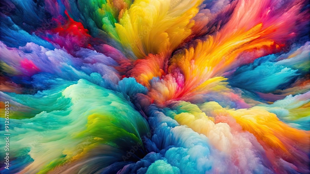 Dynamic colors blending together in a vibrant and unique painting ...