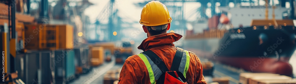 cargo loading dock, A close-up of a worker securing cargo on a pallet ...