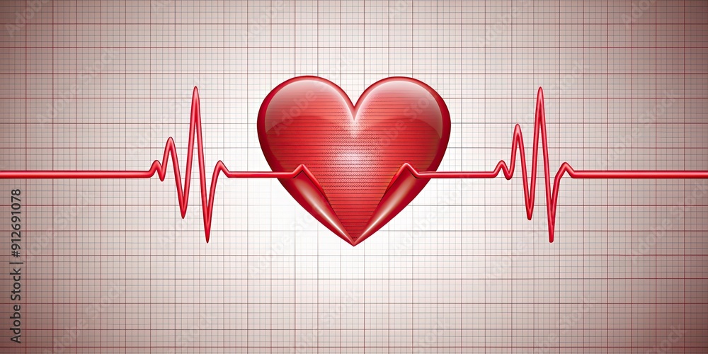 Diagram of heart with visible P-waves, heart, diagram, medical ...