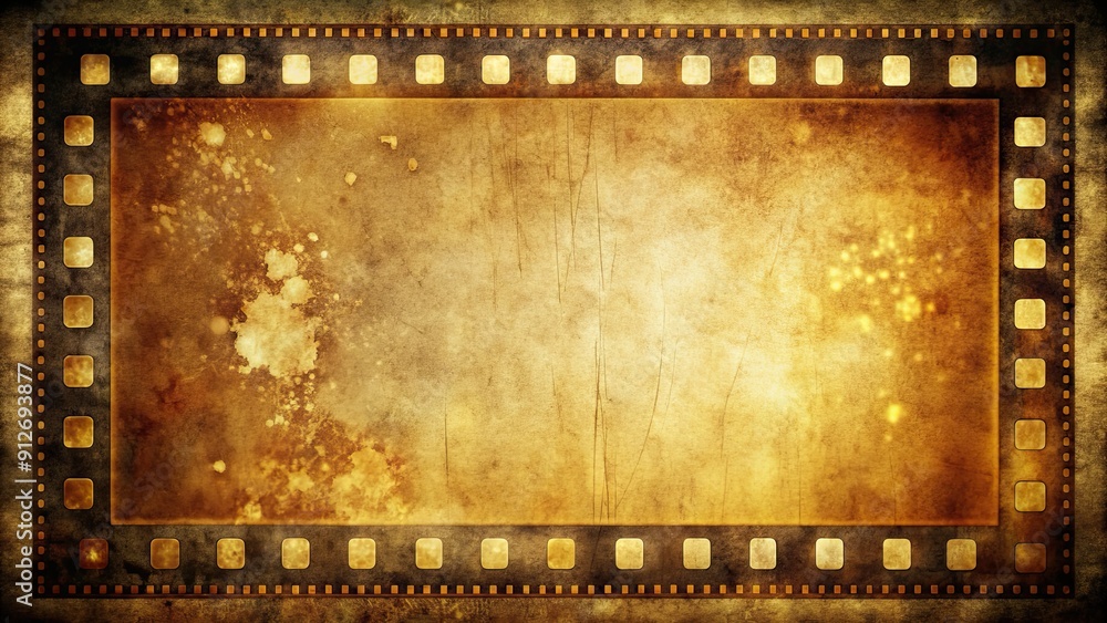 Vintage grunge film frame texture with dust particles and grain overlay ...