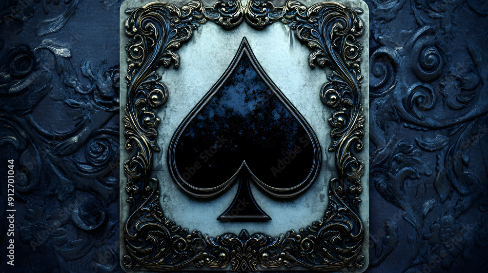 Richly detailed Ace of Spades card with dark gothic design, black spade ...