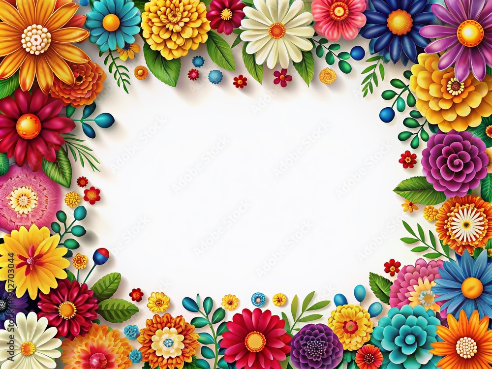 Vibrant multicolored flowers in intricate arrangements adorn a ...