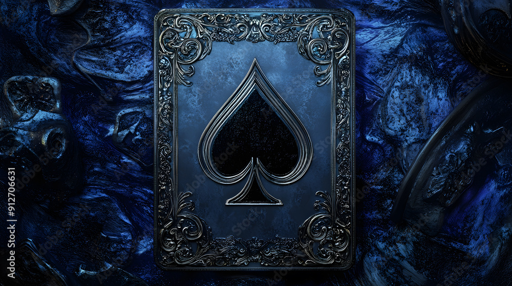Hyper-realistic Ace of Spades with elaborate gothic design, dark ...