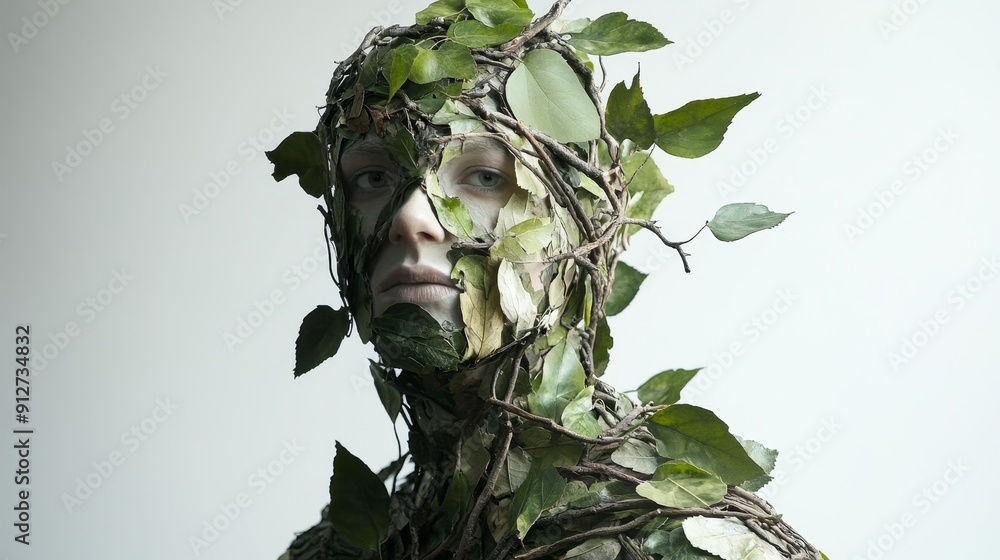 Man Transformed into Nature - A Symbiotic Portrait - A man with vines ...