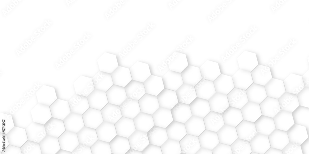 Abstract background with squares. White surface with hexagonal shapes ...