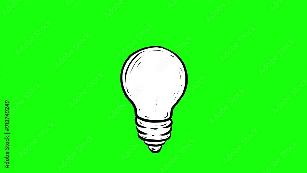 Animated Hand Drawn Light Bulb Gif Isolated on Green Chroma Key ...